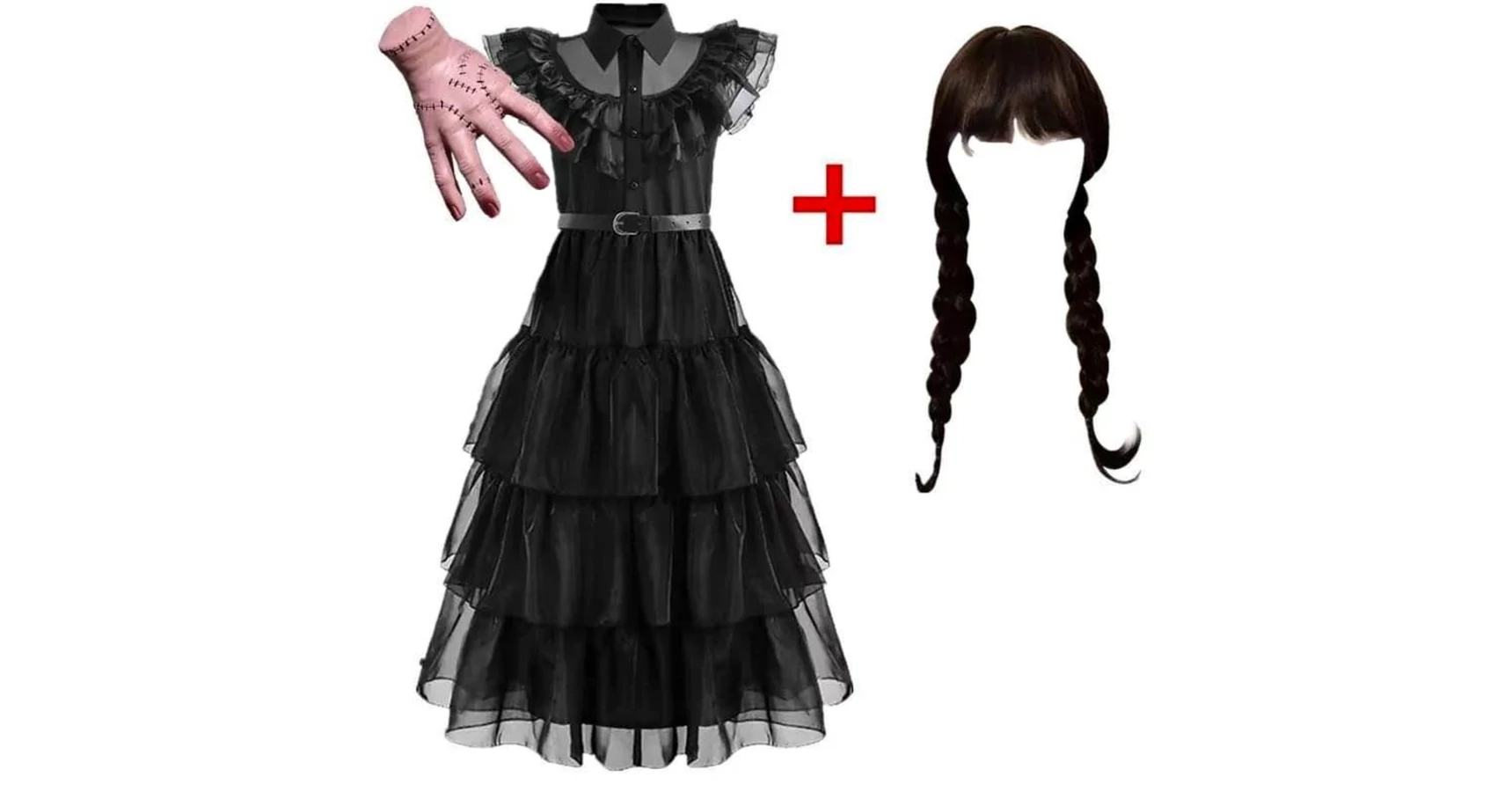 Wednesday jelmez parokával báli ruha+ izé kéz - haj-partyshop -póthajak ...