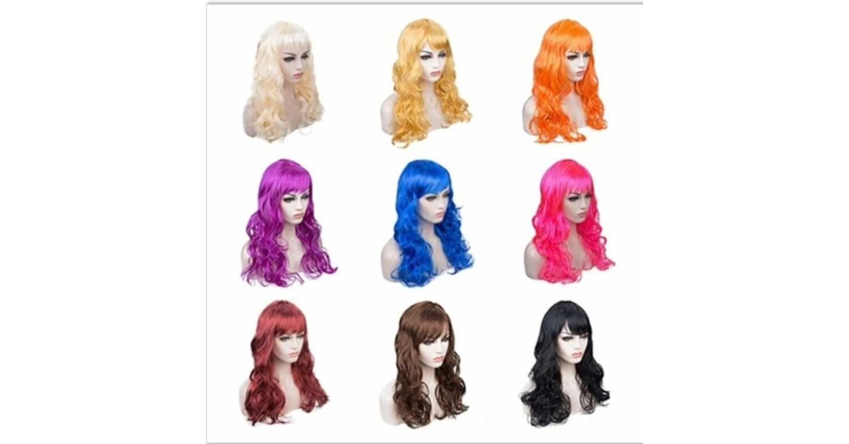 Party paróka hullámos sok színben 60 cm - haj-partyshop -póthajak ...