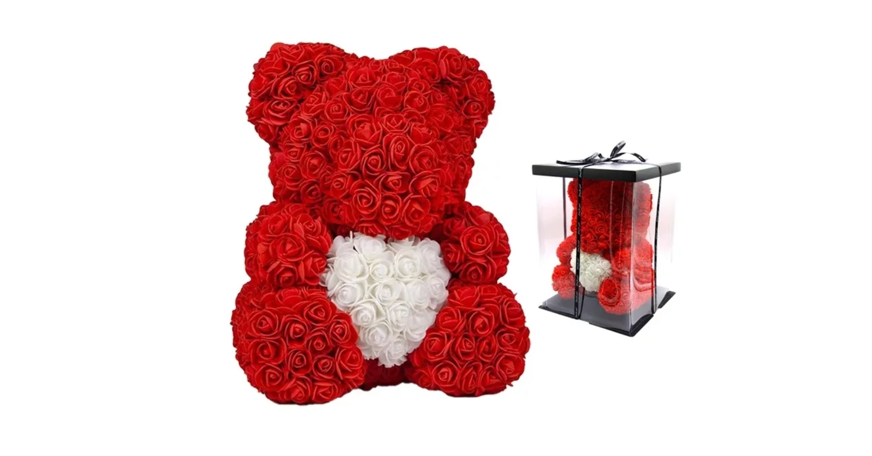 Piros Rózsa maci 25 cm boxban - haj-partyshop -póthajak- jelmezek ...