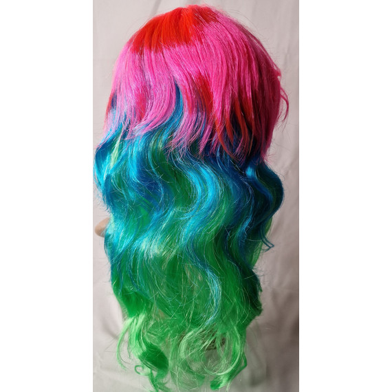 Party paróka pink-kék-zöld 60 cm hullámos - haj-partyshop -póthajak ...
